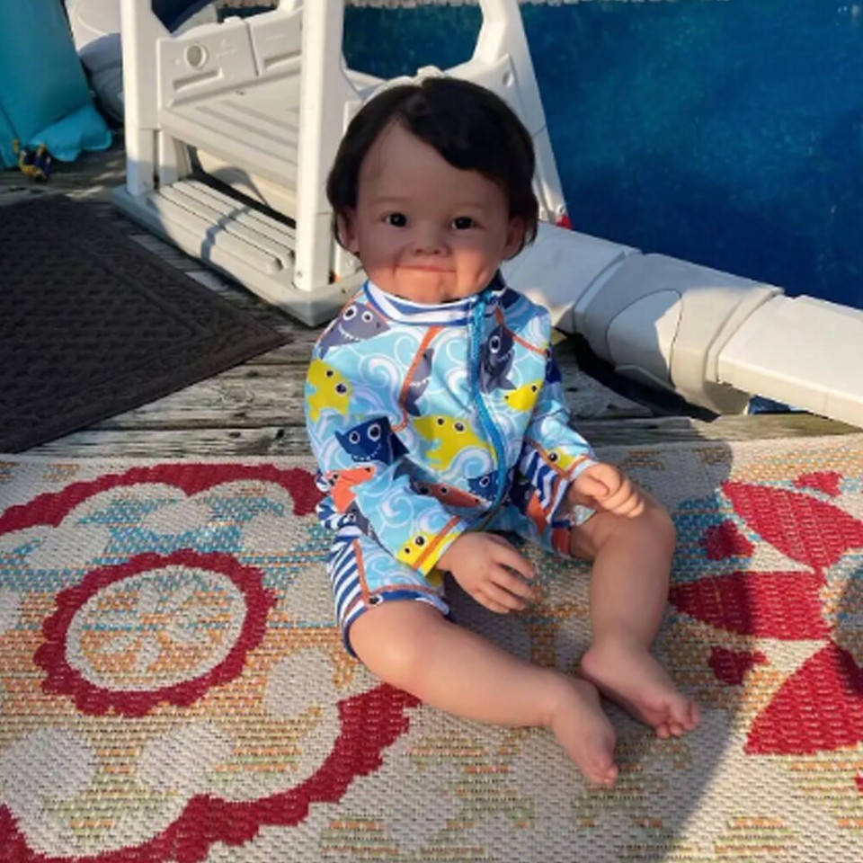 Handmade 28 Inch Finished Reborn Baby Toddler Doll Soft Vinyl Brown ...