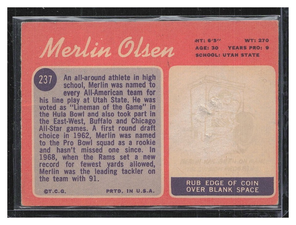 1970 Topps #237 Merlin Olsen | eBay