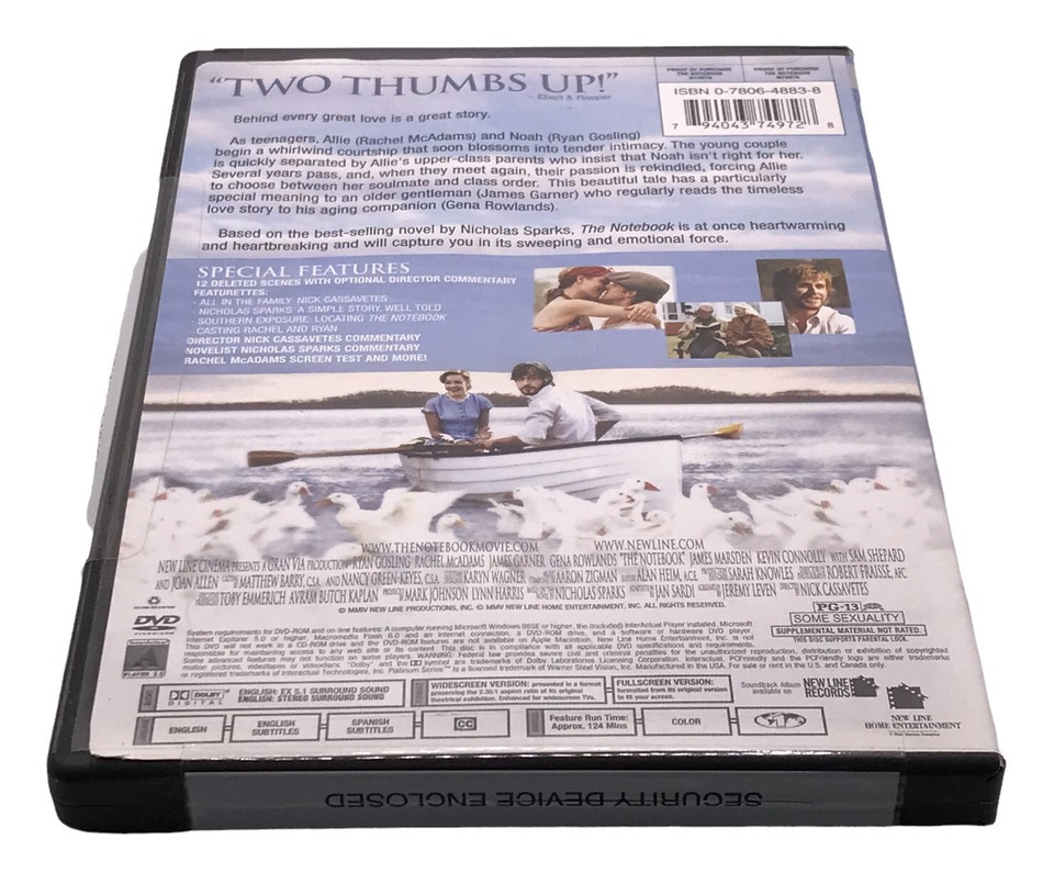 The Notebook (DVD, 2004) Ryan Gosling Rachel McAdams 794043749728 | eBay