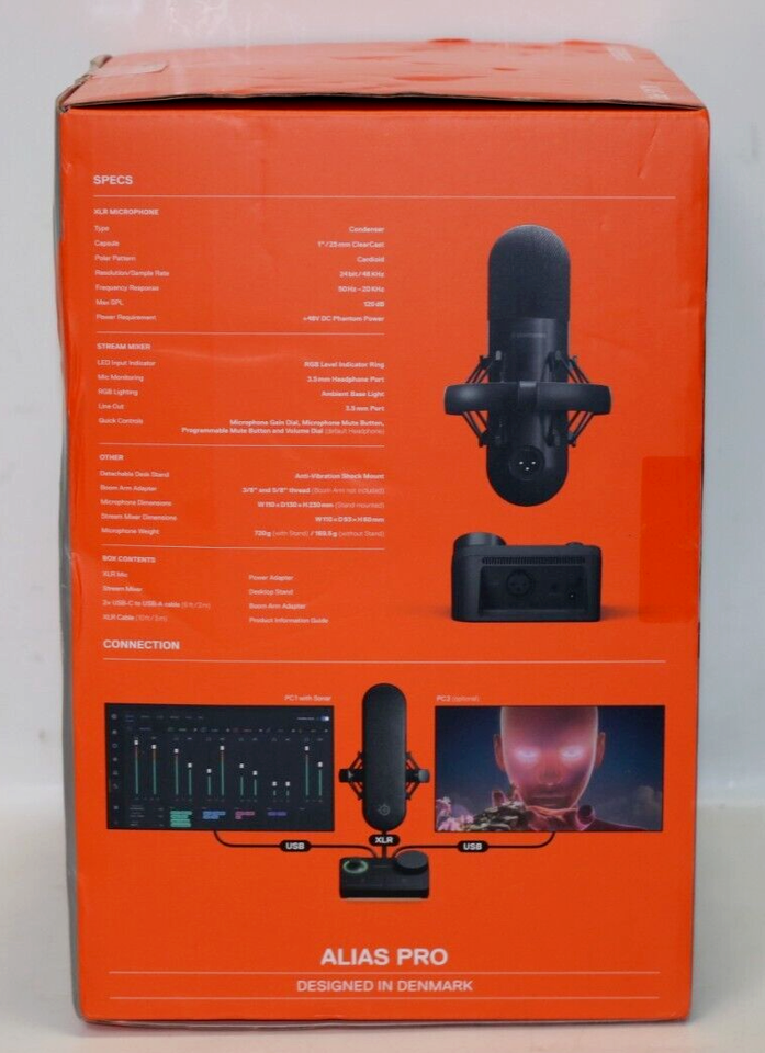 2024 SteelSeries Alias Pro XLR Condenser Microphone + Stream Mixer Kit ...