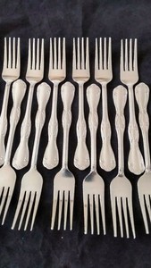 Six Dinner HEAVY FORKS Stainless Steel 8" long by 1" Wide HH FORK ...