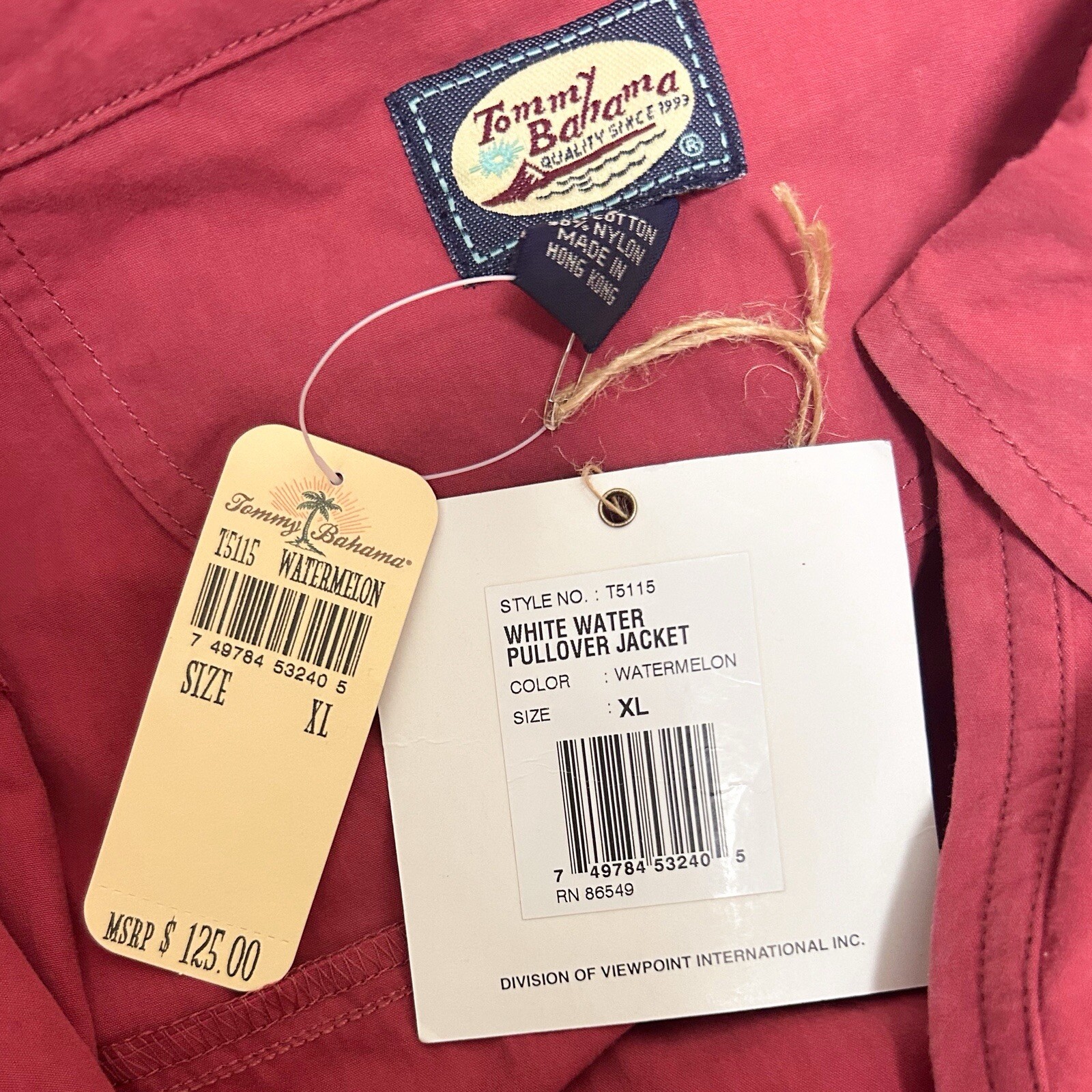 Tommy Bahama Watermelon Red Pink White Water Pullover 1/3 Zip Up Jacket ...