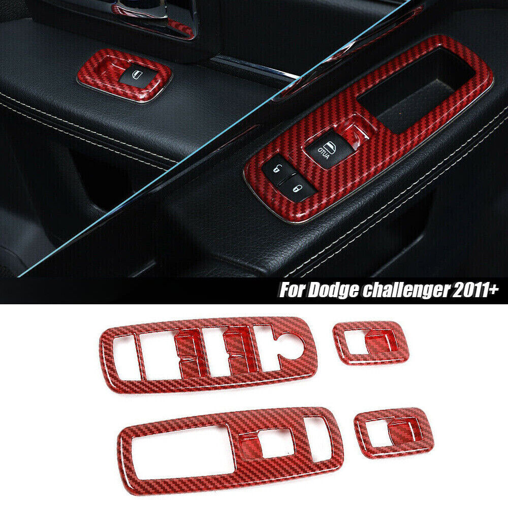 41x Red Carbon Inner Full Set Panel Decor Cover Trim Kit for Dodge ...