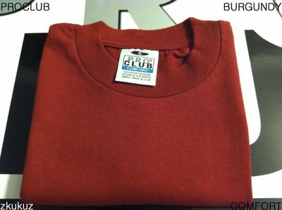 2 NEW PROCLUB COMFORT PLAIN T-SHIRT BLANK BURGUNDY TEE PRO CLUB S-3XL ...