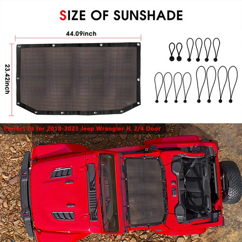 For Jeep Wrangler JL 2018+ 1PCS Roof Mesh Sunshade Soft Top Cover UV ...