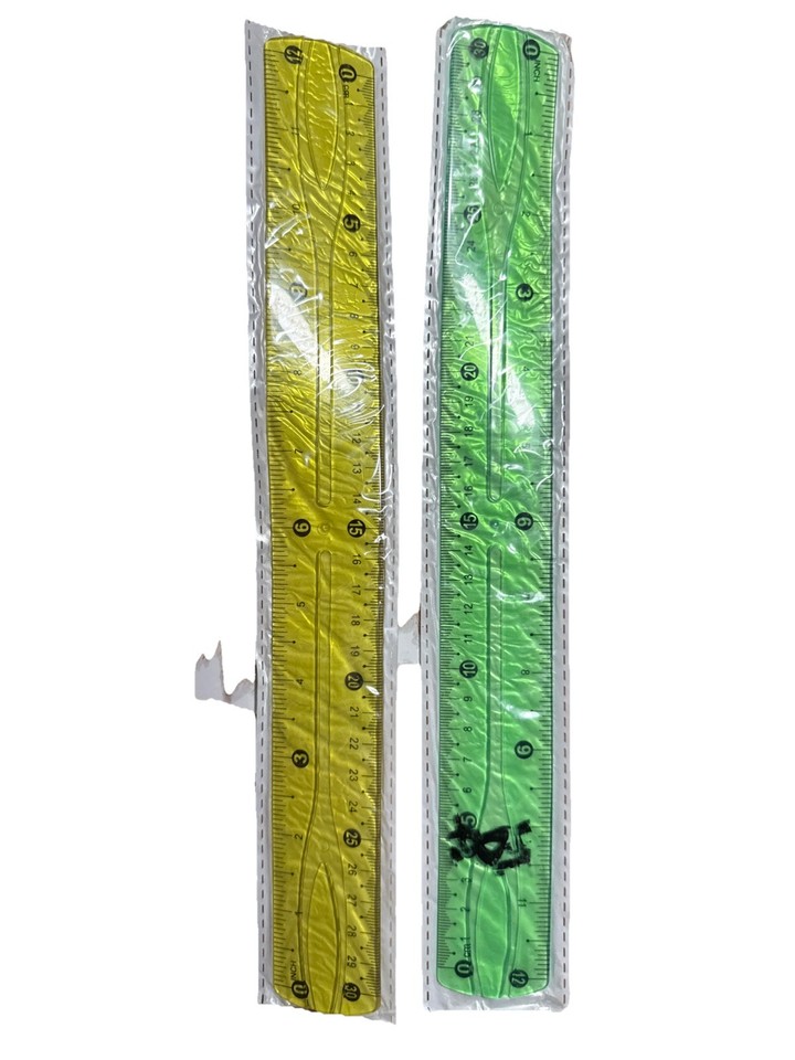 FLEXIBLE RULERS LOT OF 4-FLEXIBLE RULERS 12 INCH •YELLOW, GREEN, PINK ...
