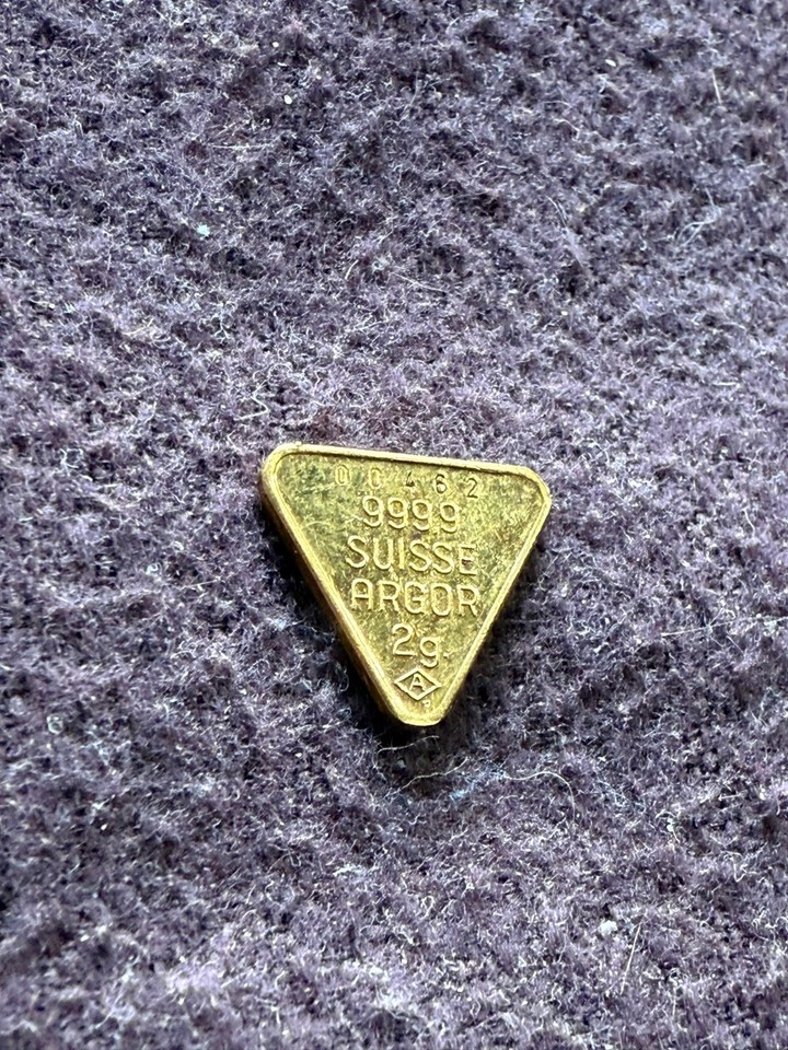 Vintage Swiss Argor Chiasso * 2 Grams .9999 Gold Triangle Coin Bar ...