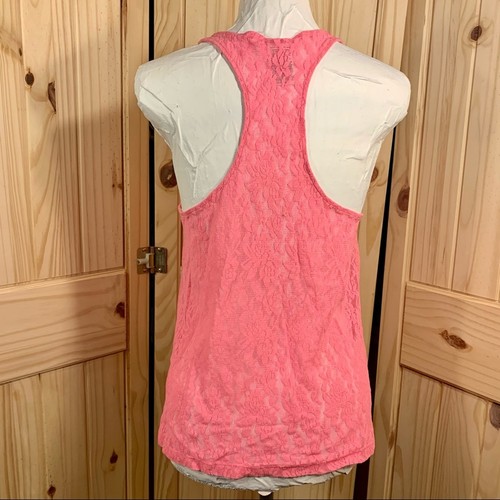 PINK by Victoria’s Secret Floral Lace Racerback Tank Top Sheer Delicate ...
