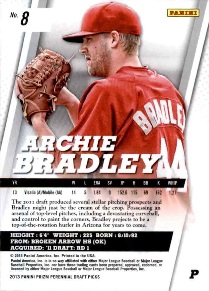 2013 Panini Prizm Perennial Draft Picks #8 Archie Bradley Arizona ...