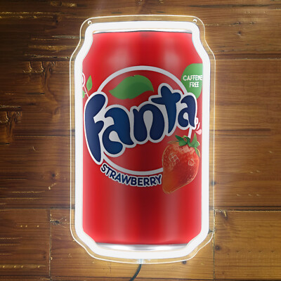 Fanta Strawberry Taste Soda Can Shop Poster Bar Room Wall LED Neon Sign ...