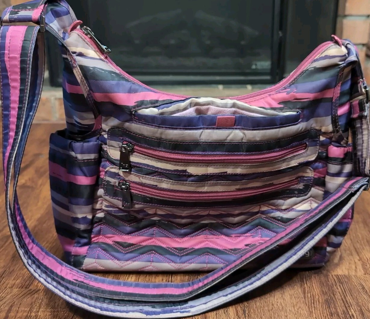 Lug Camper Multi-colored Stripe Crossbody Bag - Gem