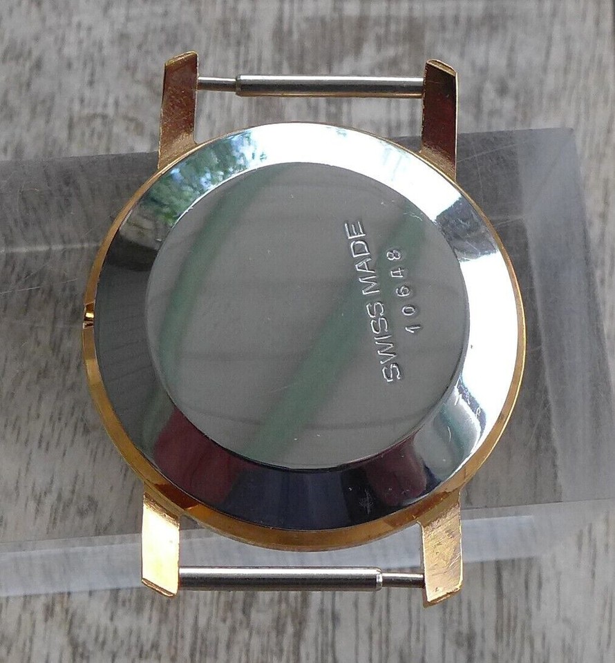 VINTAGE NEW OLD STOCK SWISS MADE WATCH CASE GOLD FILLED & STEEL 34MM ...