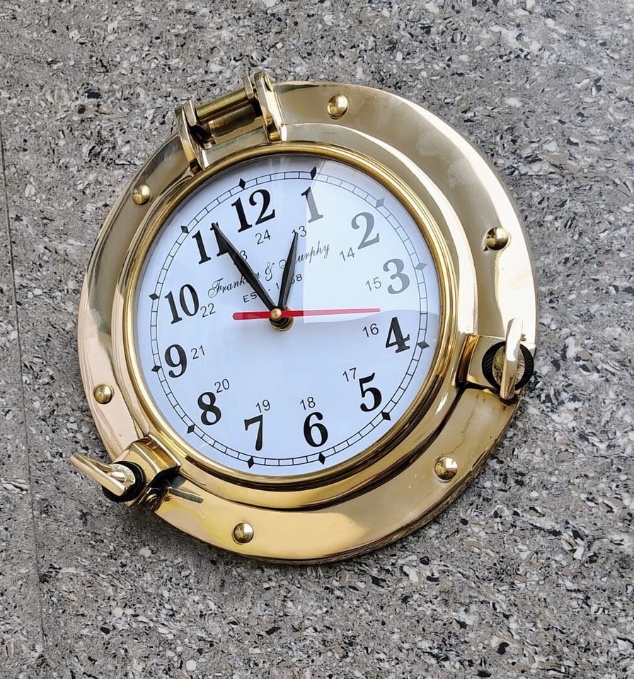 Nautical Porthole Clock Solid Brass Ships Maritime Clock Beautiful Gift ...
