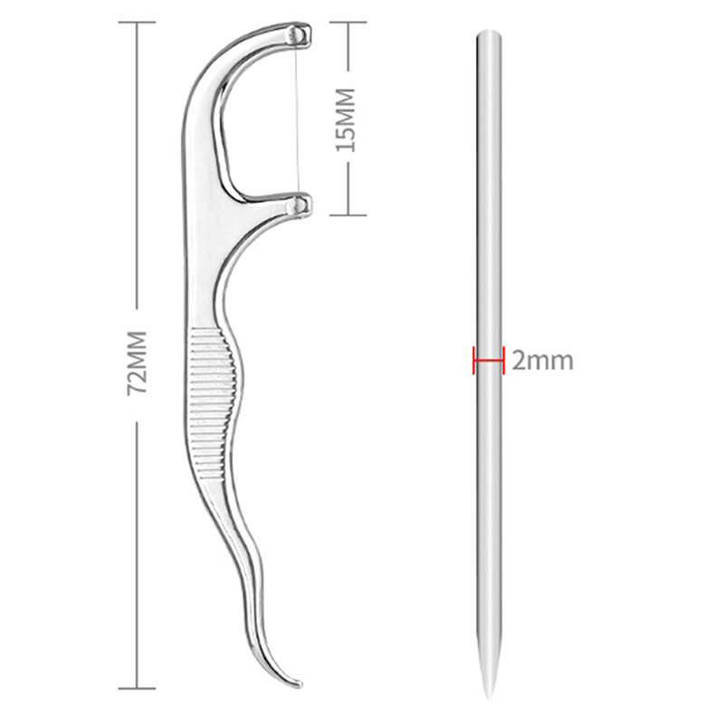 Stainless Steel Toothpick Dental Floss Reusable Flossing Holder Teeth ...