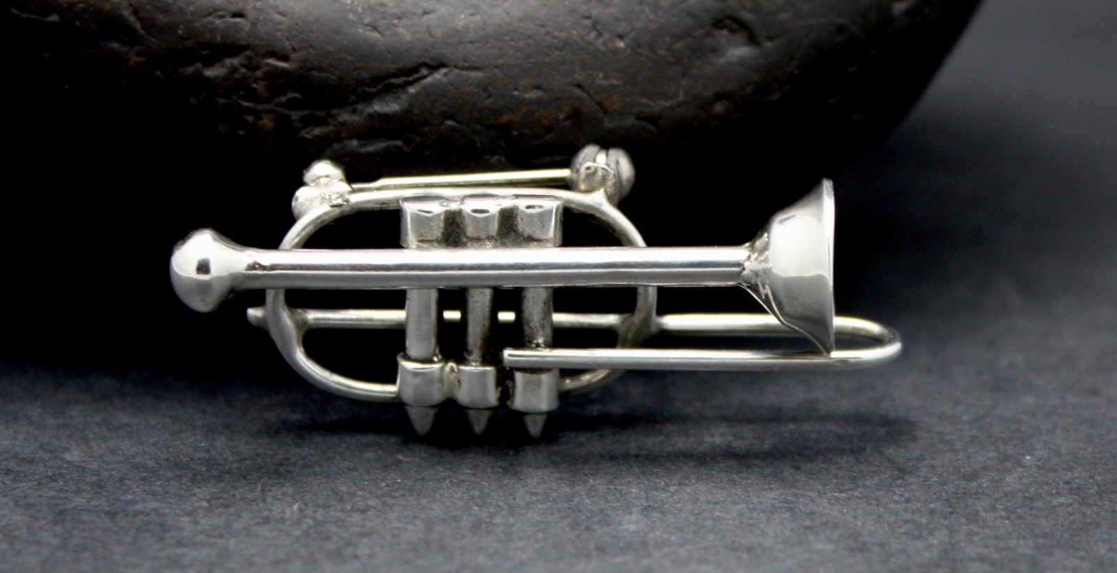 MUSICAL INSTRUMENT the TRUMPET PIN in .925 Sterling Silver Fast Free ...