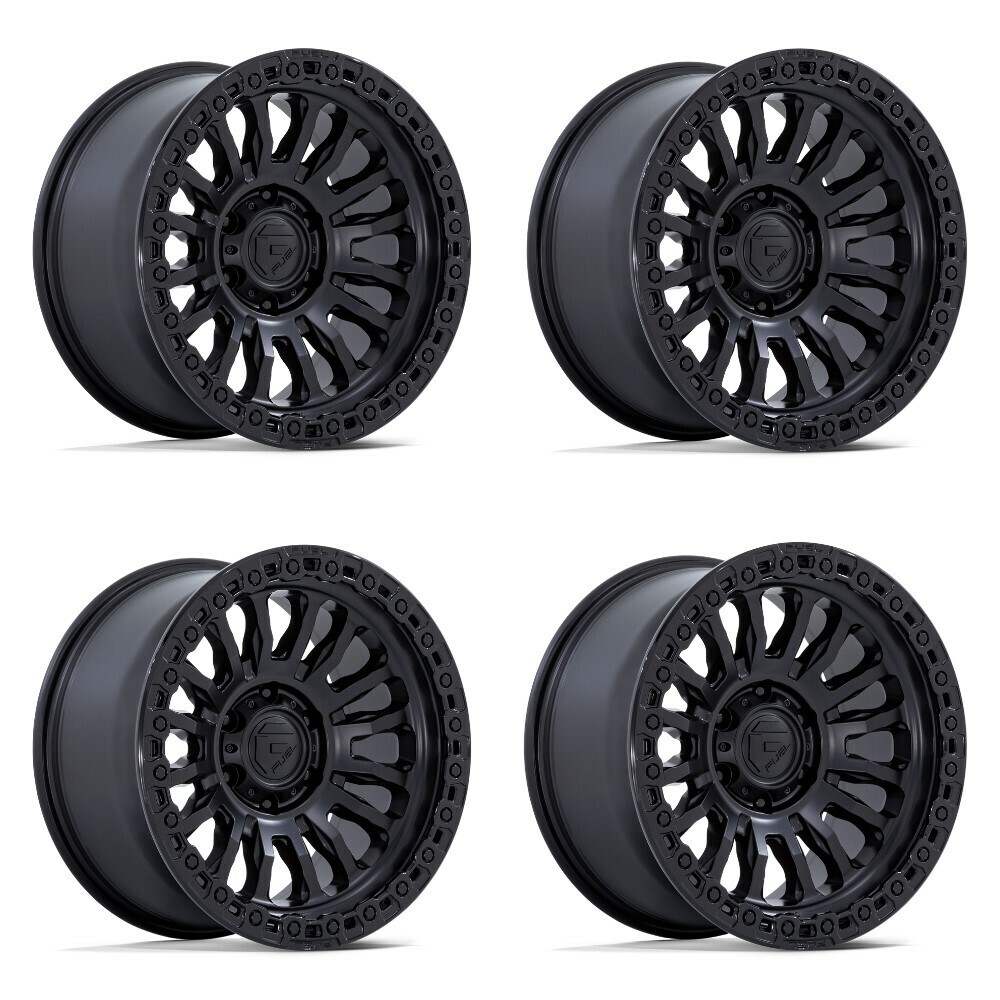 Set 4 Fuel FC857 Rincon 17x9 5x5 Matte Black Gloss Black Lip Wheels 17 ...