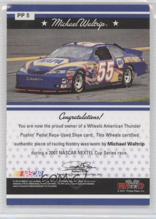 2007 Wheels American Thunder Pushin' Pedal Shoes 41/99 Michael Waltrip ...