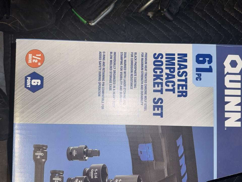 QUINN 58680 60 Piece 1/2" Drive SAE & Metric Master Impact Socket Set ...