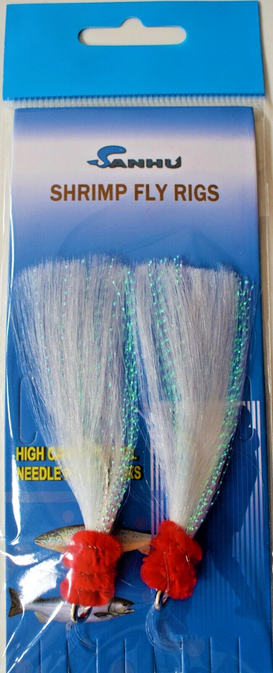 10 Packs 5/0 Shrimp Fly Rigs 5 White & 5 Red/Yellow Rock Fishing Lures ...