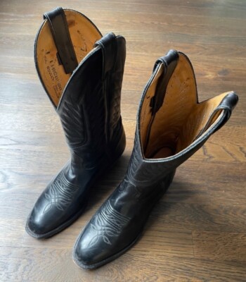 Boulet Mens Size 8 Black Leather Cowboy Boots 8063 Made in Canada | eBay