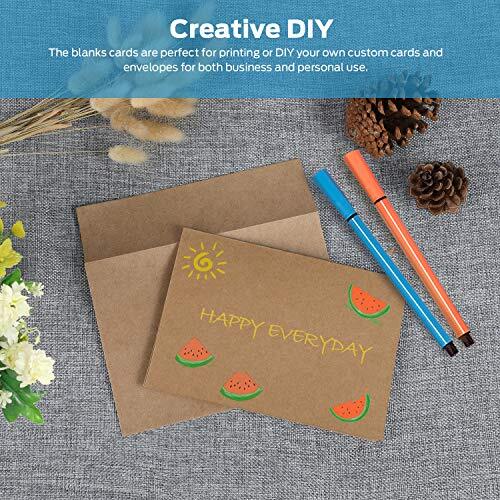 100 Pack Blank Brown Cards and Envelopes Set A7 Notecards for Birthday ...