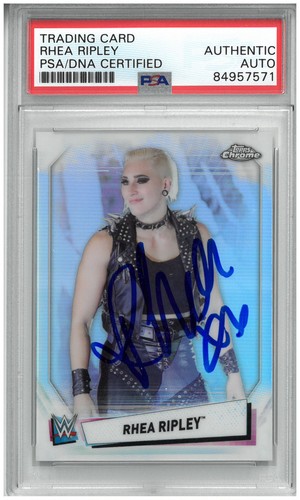 RHEA RIPLEY SIGNED AUTOGRAPH SLABBED WWE 2021 TOPPS CHROME CARD PSA DNA ...