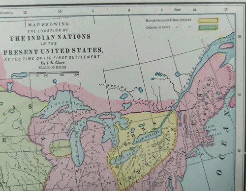 Vintage 1900 INDIAN NATIONS Map 14"x11" Old Antique Original CHEYENNE ...