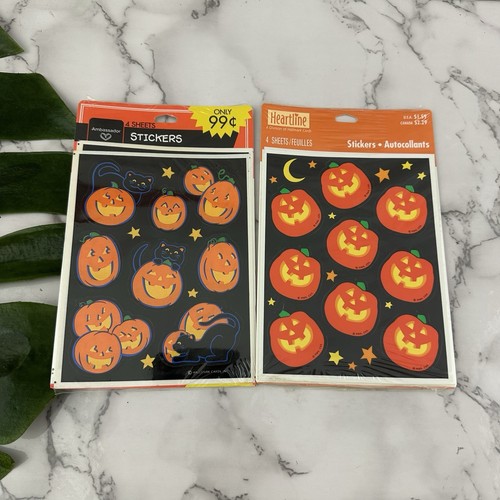Hallmark Vintage 90s Halloween Stickers Lot of 2 Black Cats Jack-o ...
