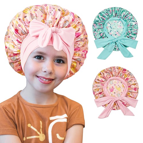 2 PCS Kids Bonnets for Girls Silk Bonnet for Kids Bonnet for Kids Satin ...