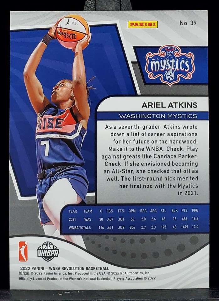 2022 Panini Revolution WNBA Ariel Atkins Base #39 Mystics C620 | eBay