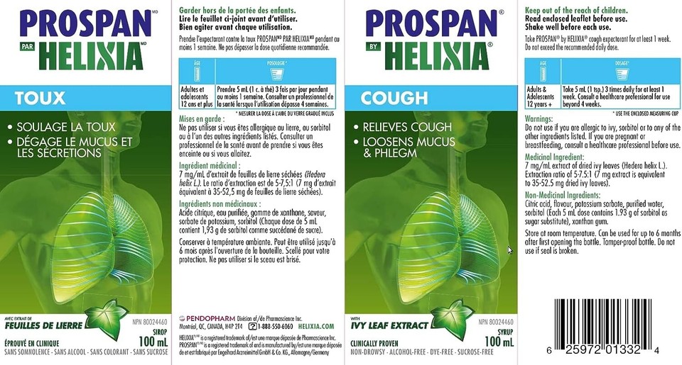 2 PACK Prospan by Helixia Natural Cough Syrup for Adults 100ml Long ...