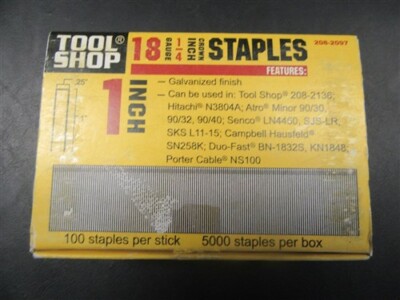 TOOL SHOP 1" 18 GAUGE 1/4" CROWN STAPLES 208-2097 (QTY 5000) | eBay