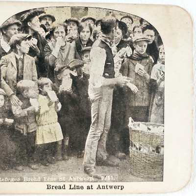Antwerp WW1 Bread Line Stereoview c1917 Belgium Refugee Children World ...