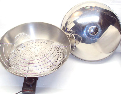 Farberware 343A Stainless Steel 7qt Electric Wok w/ DOME Lid, Rack ...