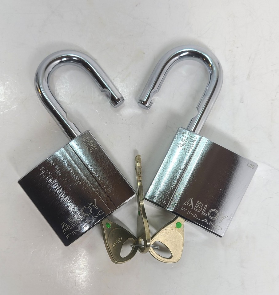 2x Abloy 340 PL340B Sentry Padlocks High Security locks W/ 3 Keys ...