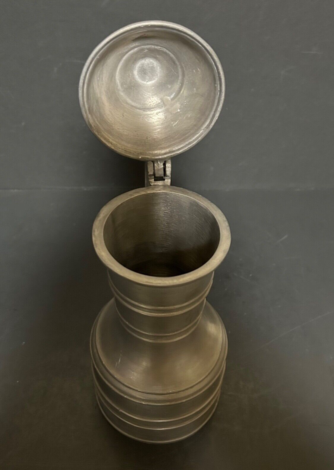 Vntg. Rama Peltro 95% Pewter Italian Hinged Lid Tankgard 13 1/4 H 4 3/4 ...
