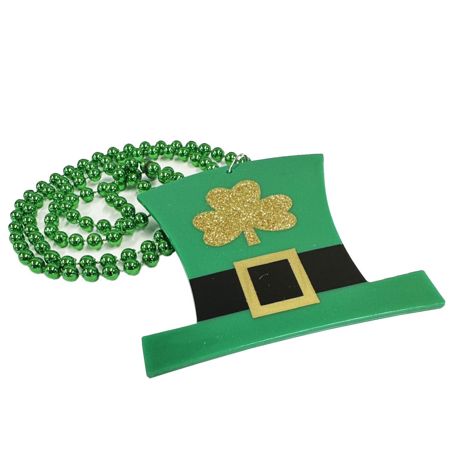 ST PATRICKS DAY BEAD NECKLACE Leprechaun Hat Irish Fancy Party ...