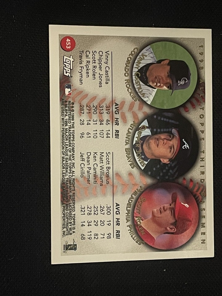 1999 Topps Baseball #453 All-Topps NL Third Basemen UER .89c Shipping ...