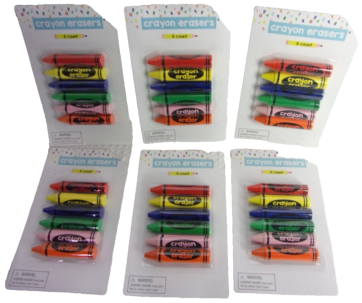 Lot 6 = 36 CRAYON shaped Erasers Teacher Supply Reward Grab Bag Gifts ...