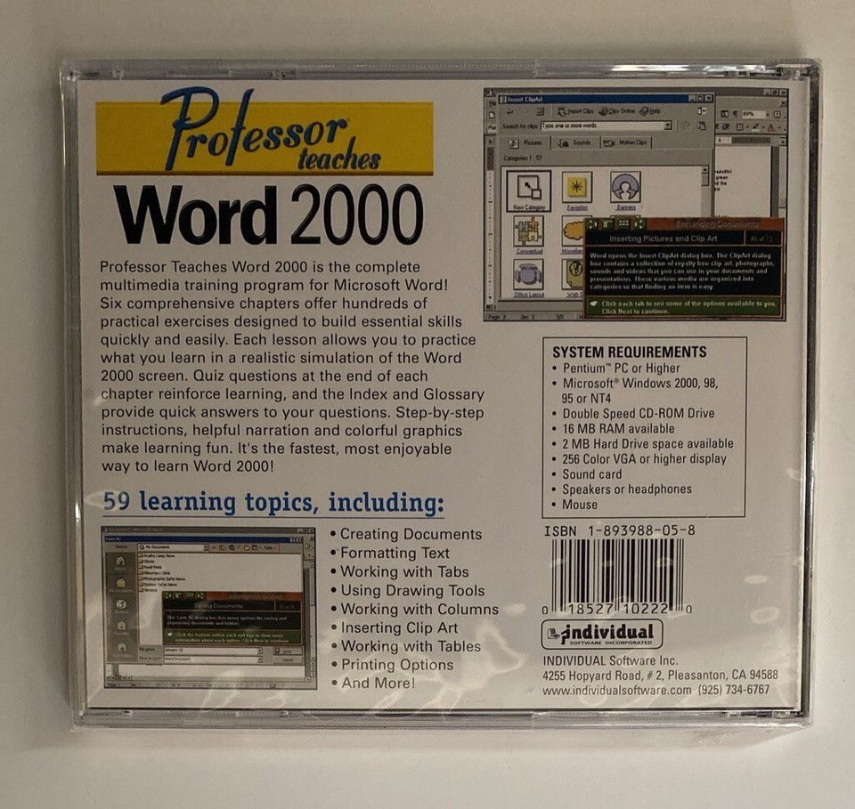 New-Sealed Individual Software Professor Teaches Word 2000 CD-Rom | eBay