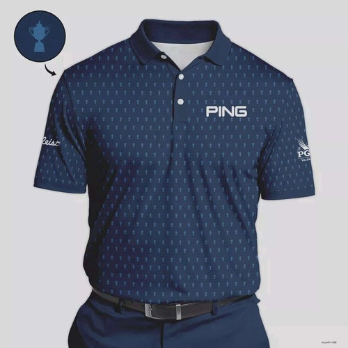 Ping 2024 PGA Championship Golf Polo Shirt Dark Blue Gradient Pattern ...