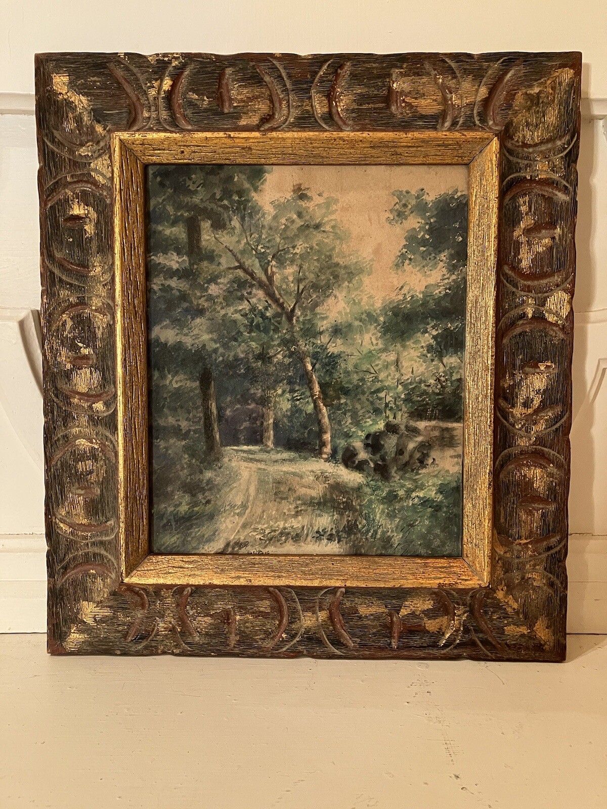 Antique Watercolor Landscape Painting Laura Elizabeth Hunter Nicely ...