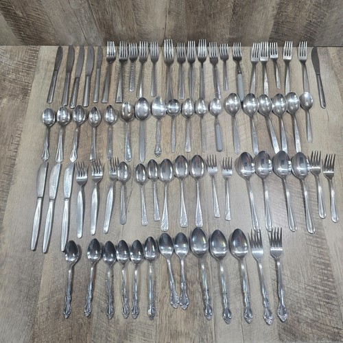 Vintage Assortment Of Silver Plate Silverware Flatware Lot Of 74, Mixed Pieces | eBay