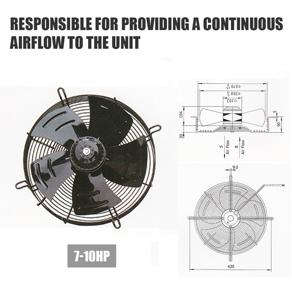 Rotary Screw Compressor Cooling Fan 220V(1PH) For 7-10HP Screw Machine ...
