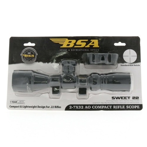 BSA Optics Sweet 22 Rimfire Scope 2-7X32mm 1" Maintube 30/30 Duplex ...