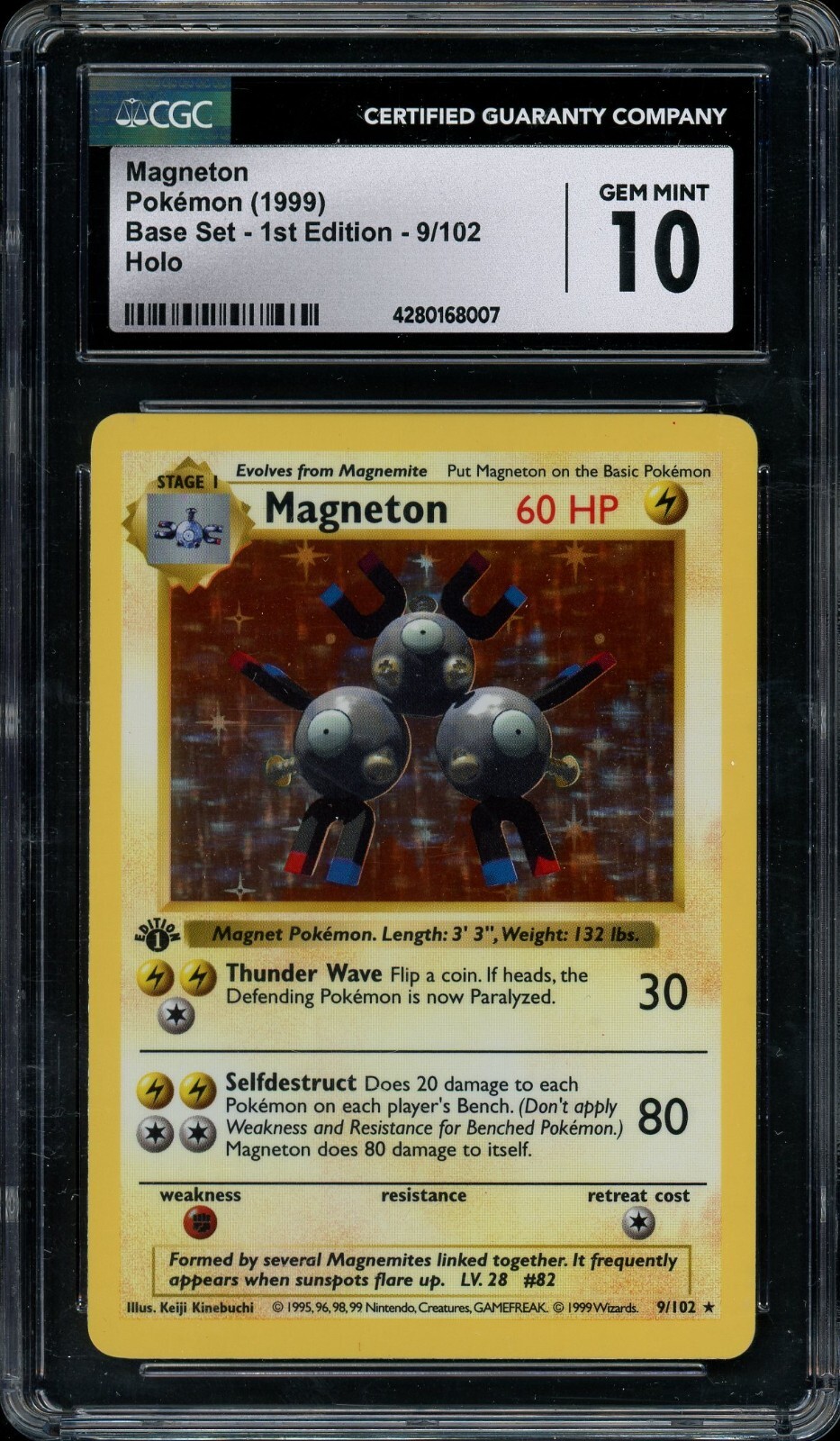 1999 Pokemon Magneton Base Set 1st Edition Shadowless Holo CGC PSA 10 ...