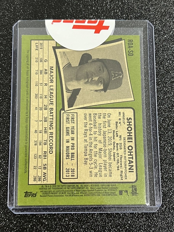 2020 Topps Heritage SHOHEI OHTANI Real One Auto ROA-SO Autograph Blue ...