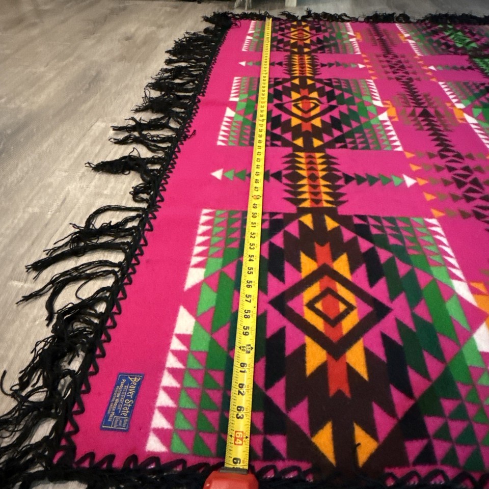 Pink Pendleton Blanket 65” by 65” Chief Joseph Beaver State 100% Wool Oregon | eBay