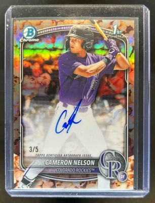 2025 Bowman Draft Cameron Nelson Chrome Auto Pop Corn Refractor 1st #/5 ...
