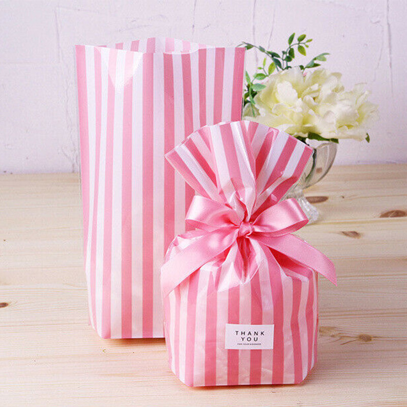 50Pcs 14x20cm Stripe Cello Cellophane Wedding Favour Birthday Party ...